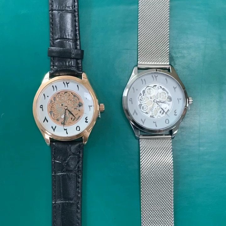 Luxury Custom Muslim Watch Rose Gold Mens Skeleton Arabic Dial Number ...