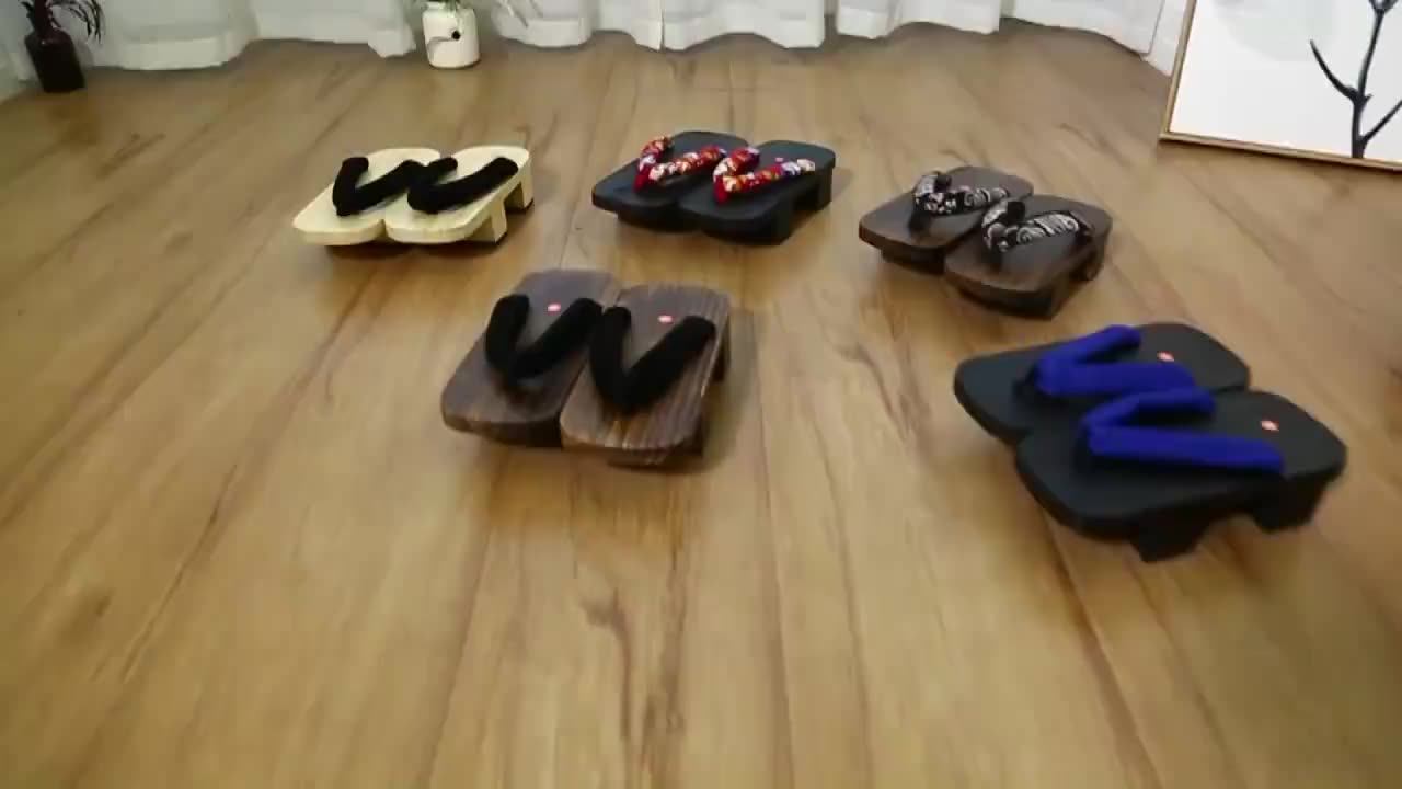 Men's Japanese Flat Geta Kimono Flip-flop Wood Slipper Sandal Cosplay ...