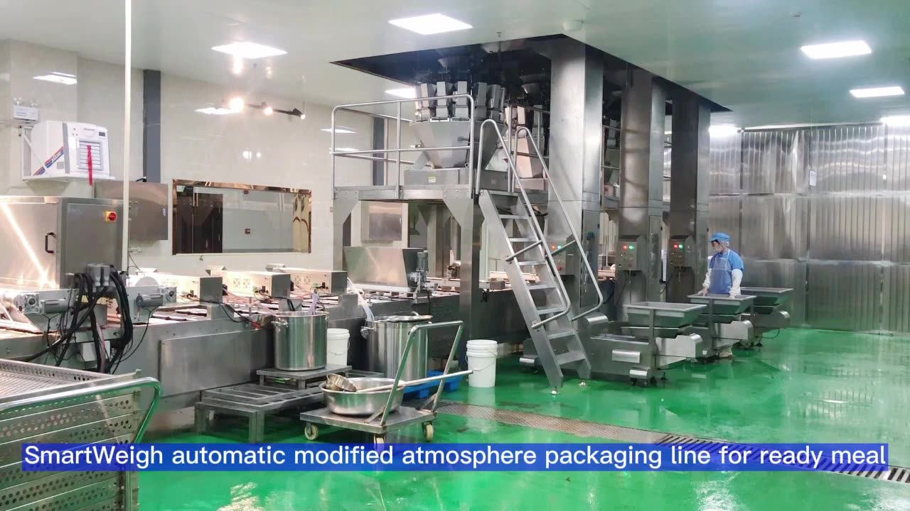 Automatic Filling Multihead Weigher Packing Line Meat Take Away Food ...