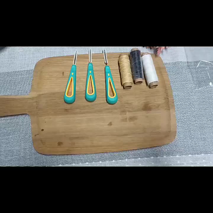 3 Styles Pointed Awls Hook Punch Hole Sewing Tool Rubber Handle Diy ...