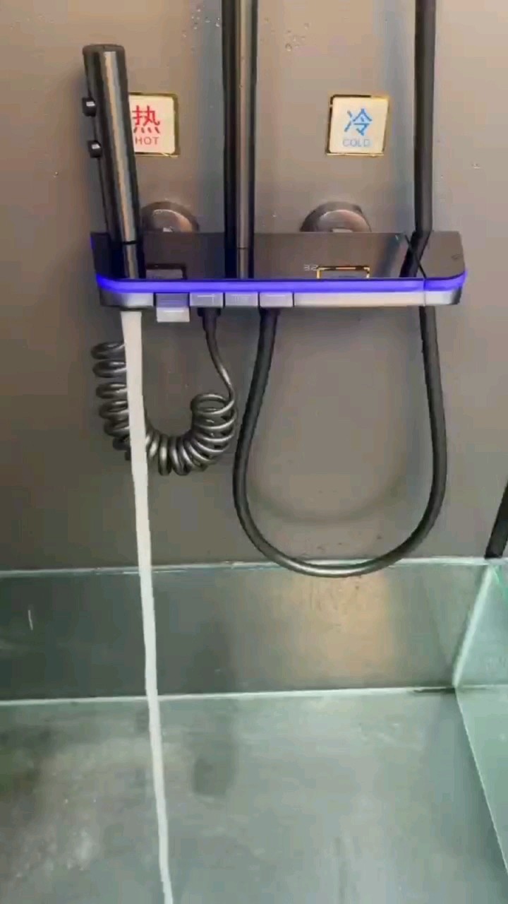 New Piano Key Shower Set Gray Bathroom Digital Display Faucet Shower ...