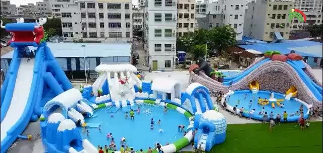 Large Land Inflatable Water Park Outdoor Giant Blow Up Playground ...