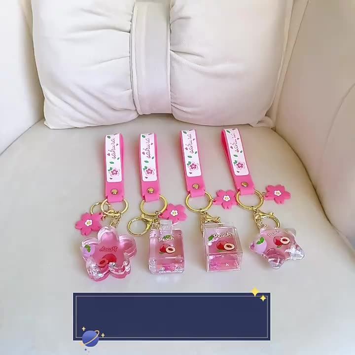 2022 Creative Cute Oil Floating Liquid Keychain Keyring Acrylic ...