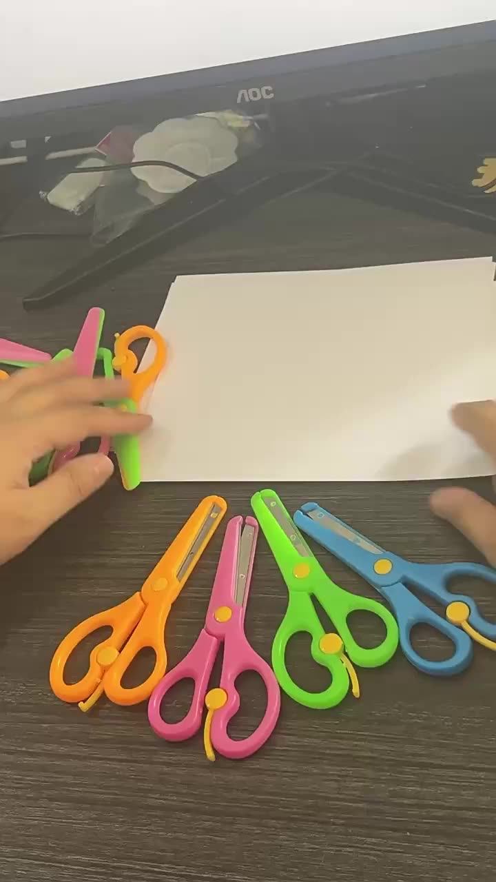 Macaron Color Paper Cutting Cartoon Anti-pinch Elastic Plastic Scissors ...