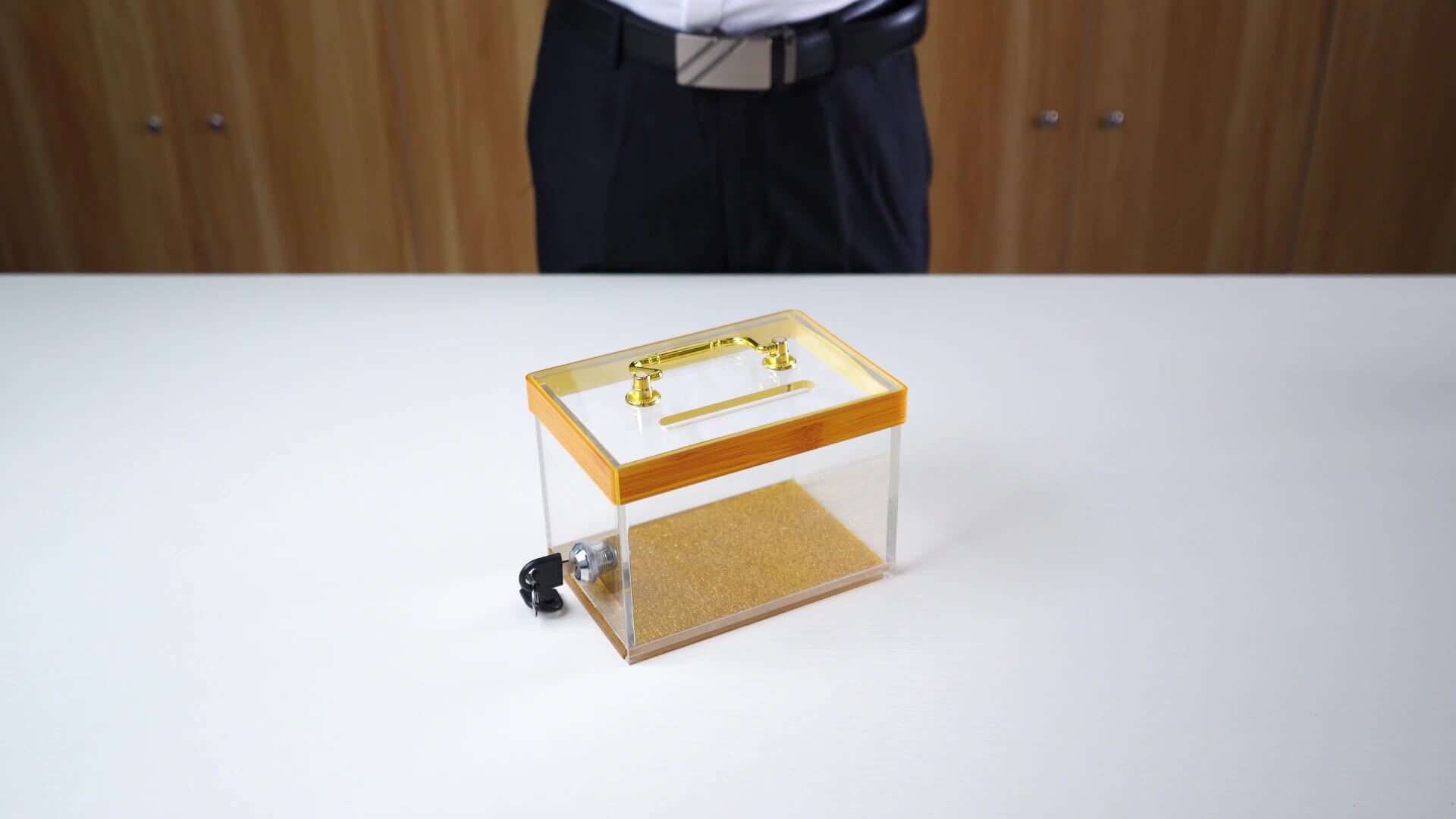 Yh Casino Quality Luxury Handle Golden Bottom Tips Box Cash Box With ...