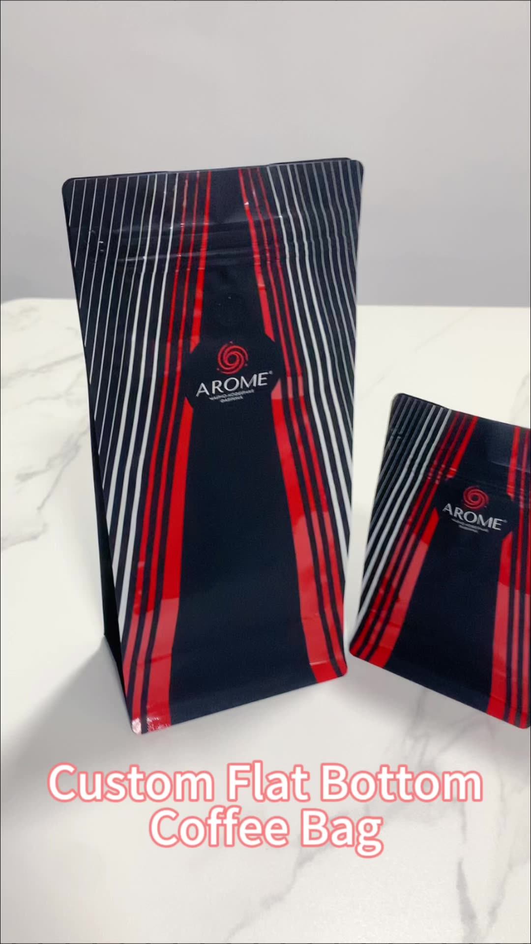 Customized Matte Black Coffee Bag With Uv Varnish Printing Flat Bottom ...