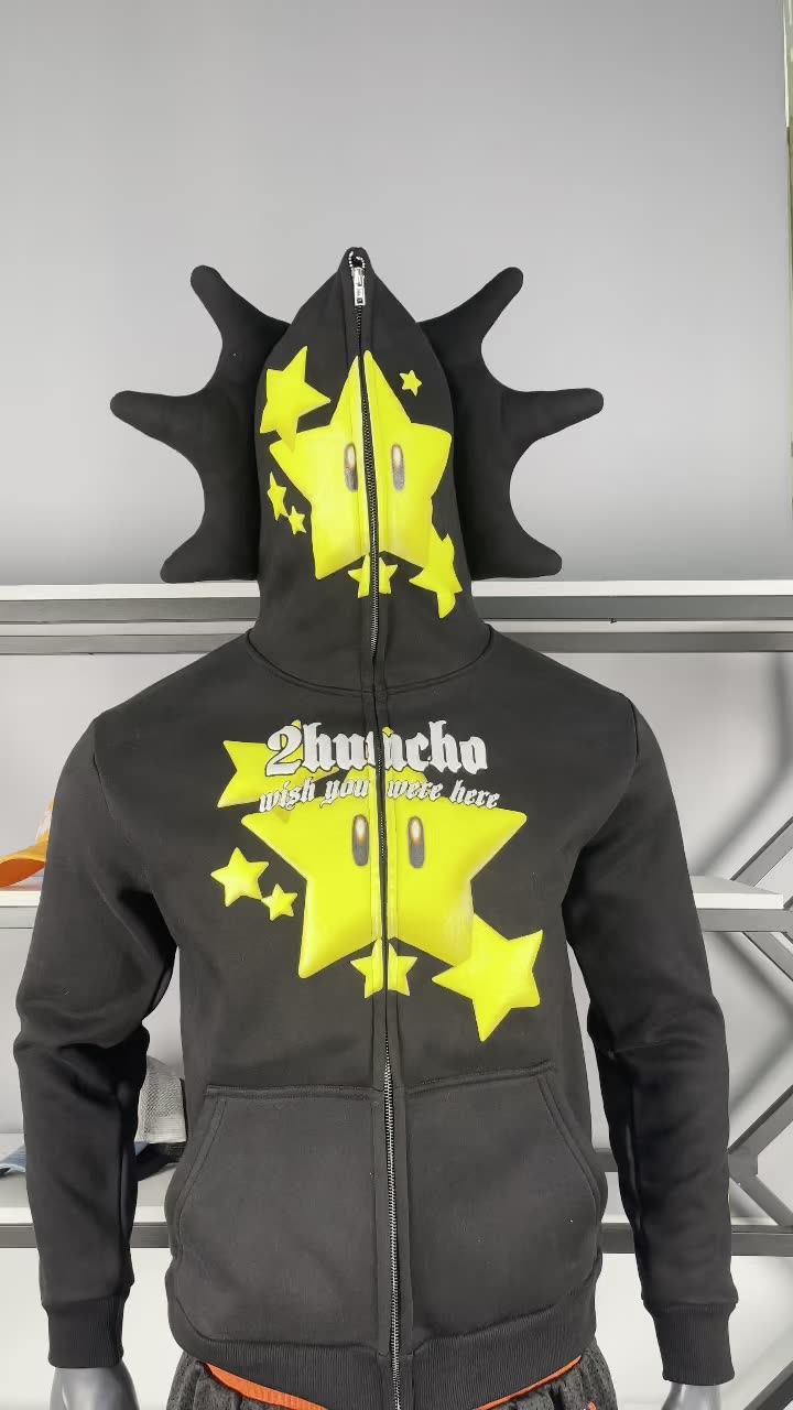 Custom Wholesale 100% Cotton Premium 3d Full Zip Up Puff Print Hoodie ...