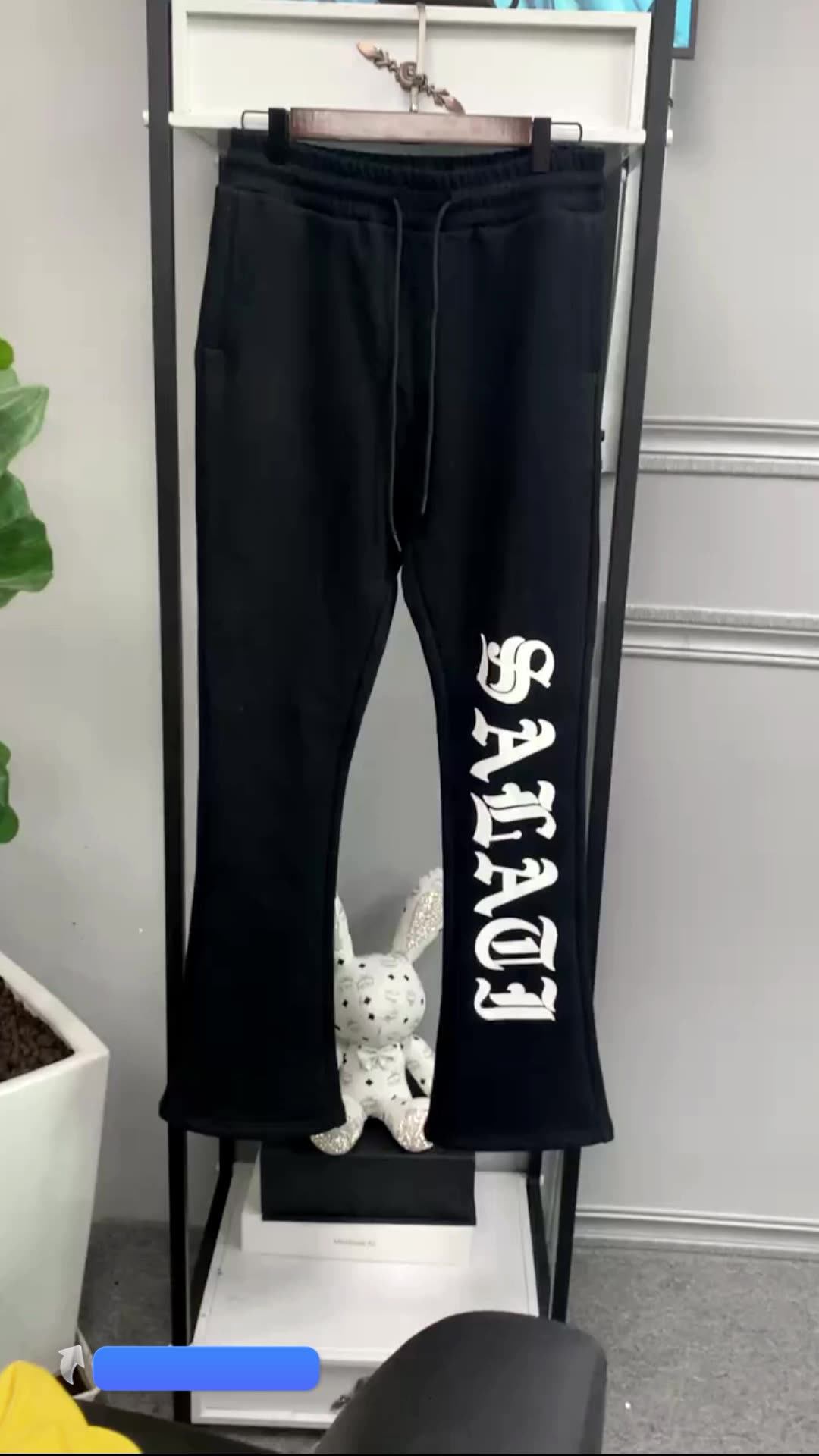 Custom Puff Print Stack Sweatpants Drawstring Trousers Cotton French ...