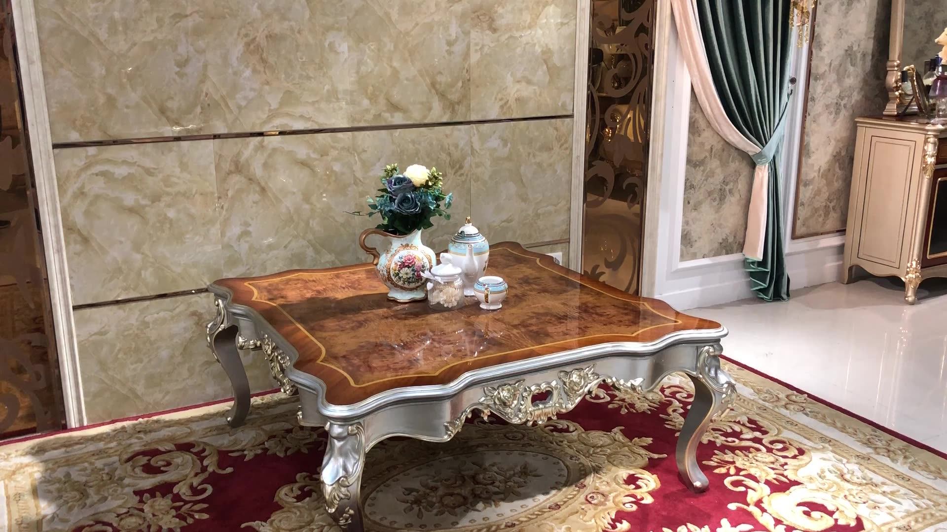 Mo Lan European Style Solid Wood Veneer Square Large Tea Table Luxury ...