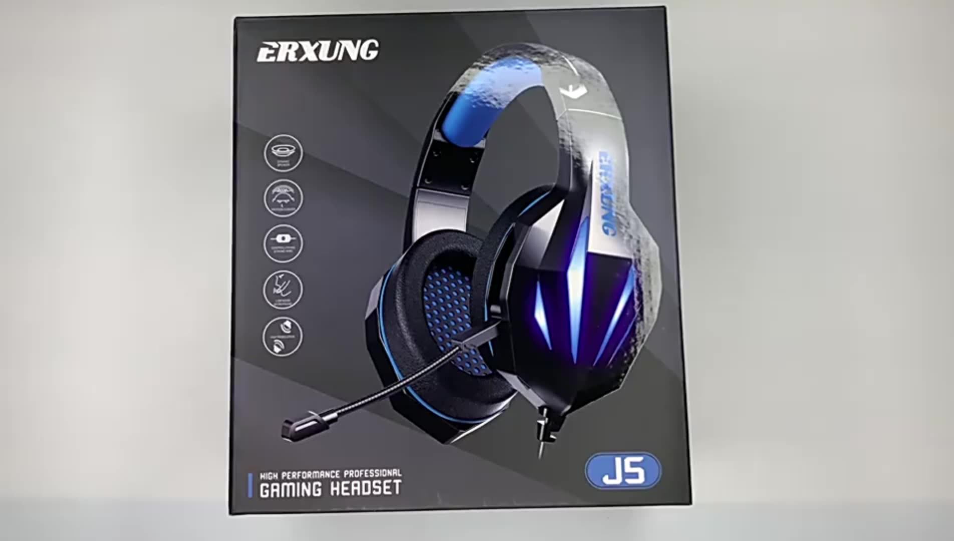 3.5mm Audio Jack Led Light Surround Sound Gaming Headsets J5 Earphones ...