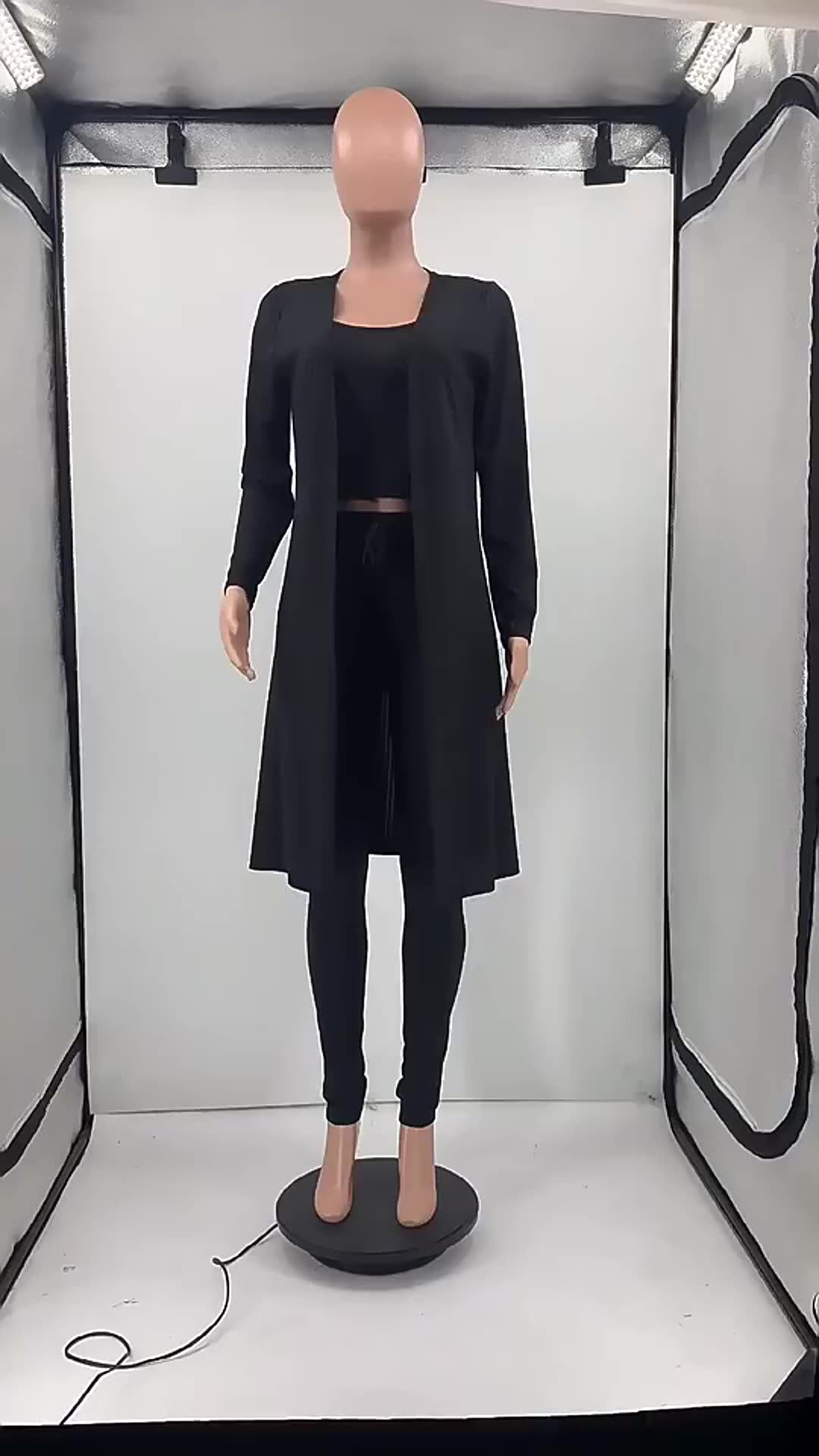 Casual Style Women's 3-piece Set Autumn And Winter Fashion Halter Long ...