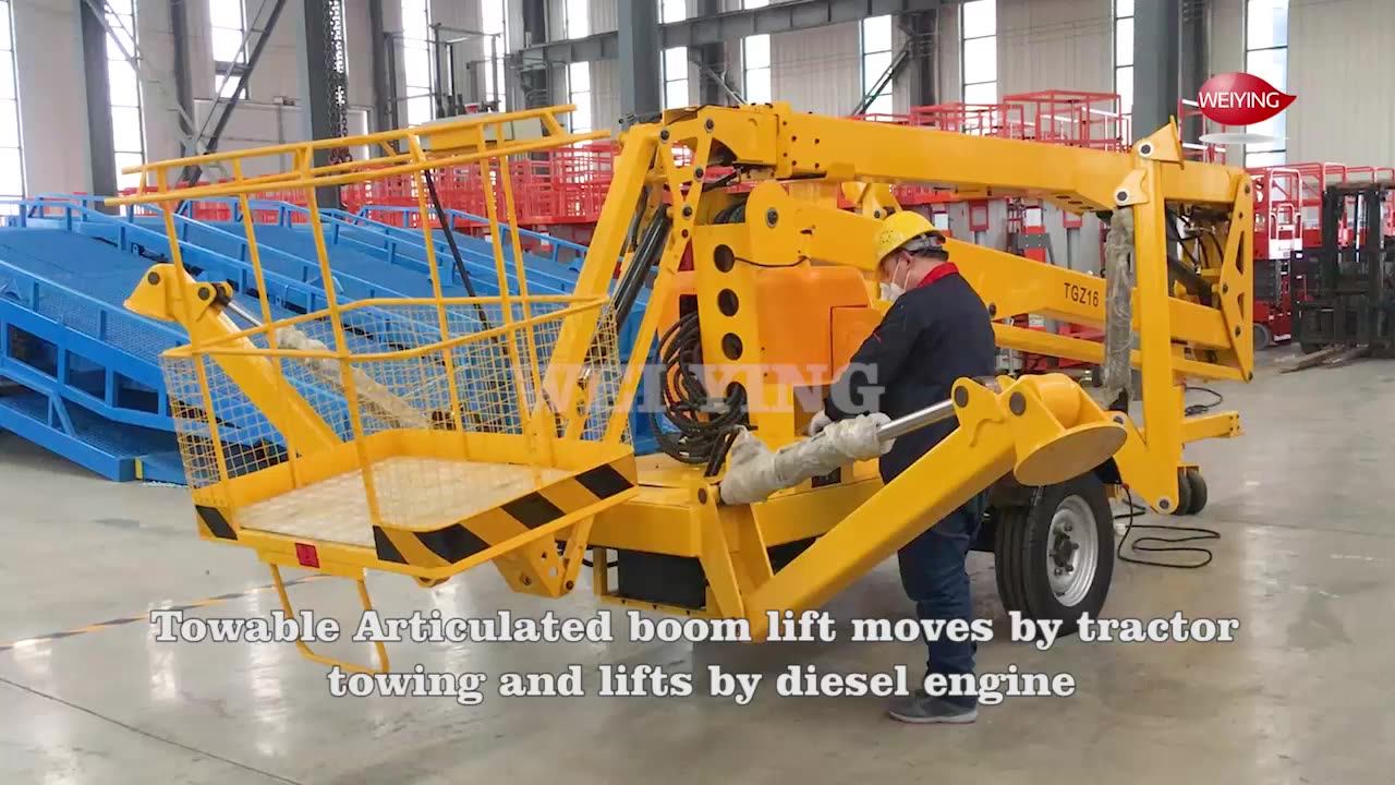 Arm Folding Boom 10m Man Basket Platform Trailer Boom Lift - Buy ...