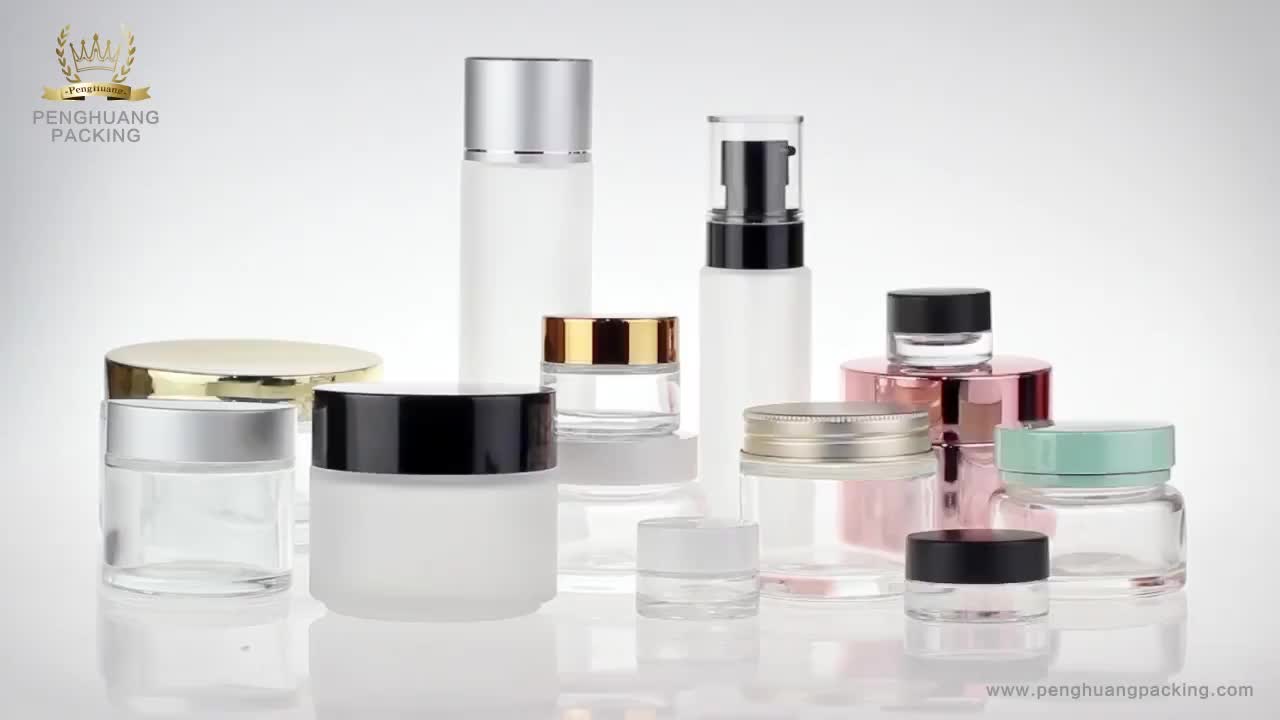 Luxury Custom Cosmetic Packaging Sets Gradient Empty Glass Bottle Jar Container With Gold Cap ...