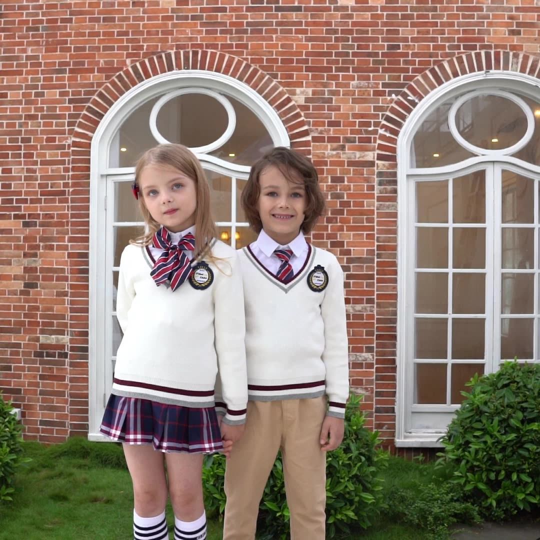 2022 High Quality Solid White Color Kids Sweater Shirt School Uniforms ...