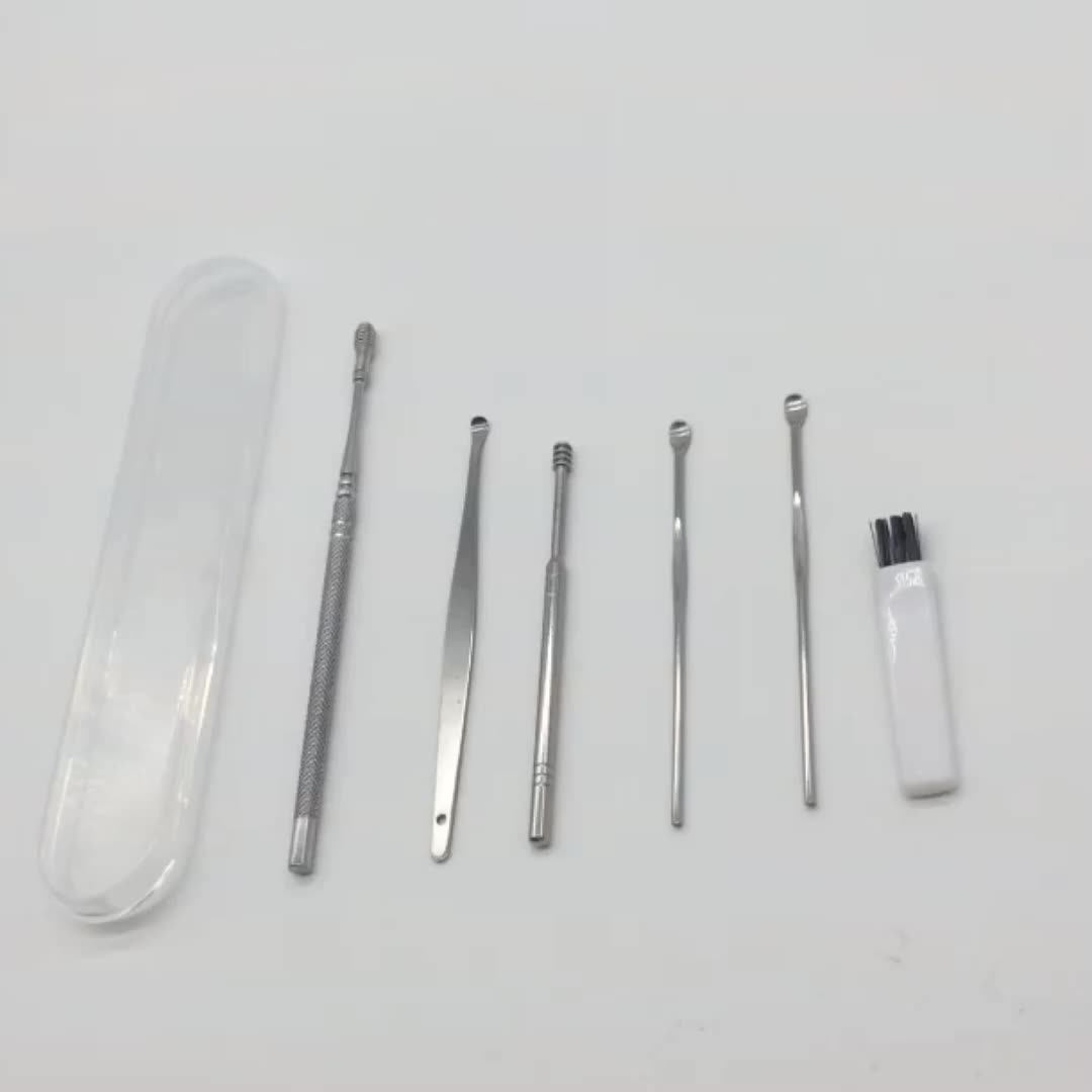 Sliver 6 Pcs Stainless Steel Ear Pick Spoon Ear Wax Cleaner Health Care ...