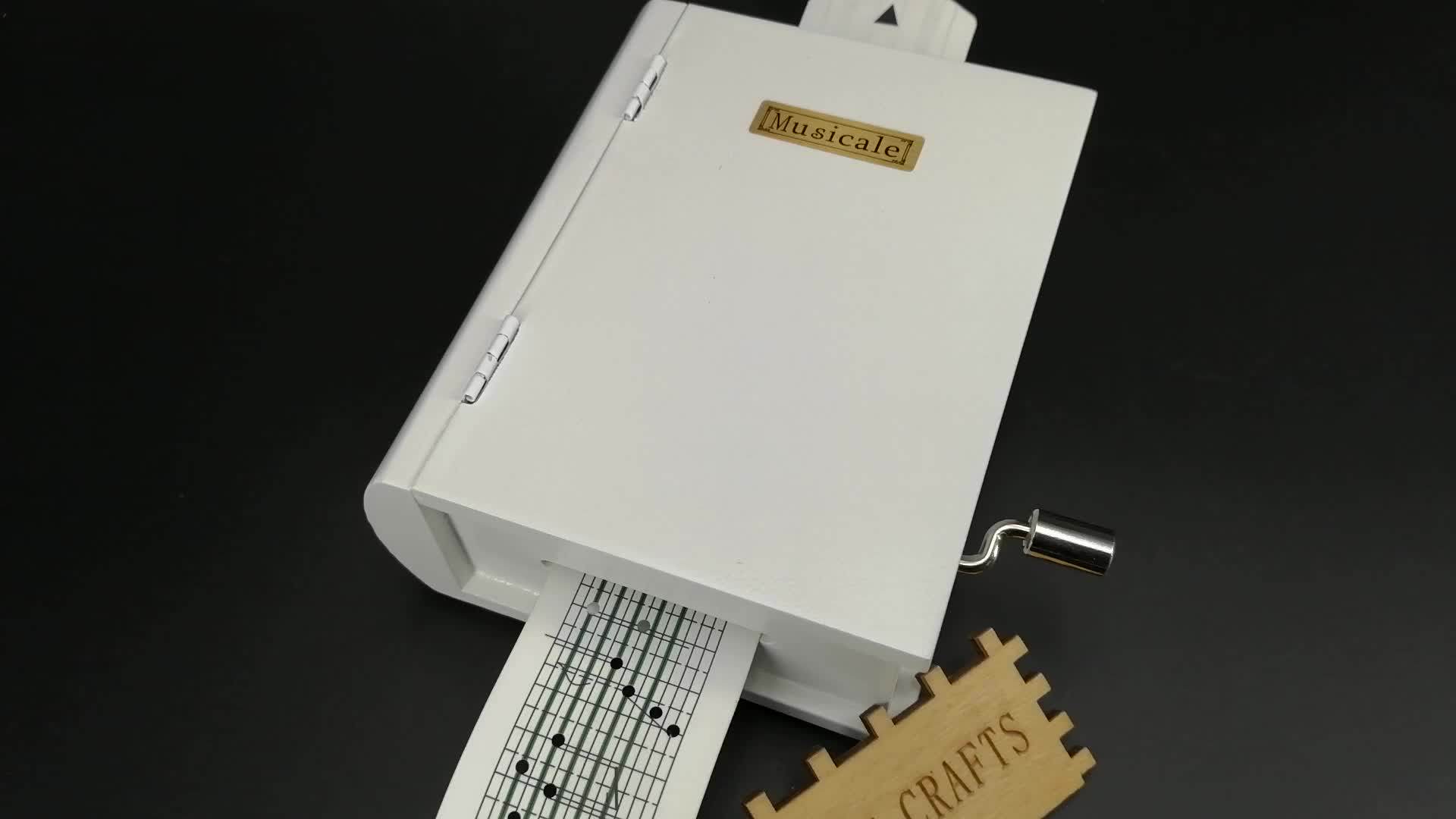 Wooden Mini Book Shape Music Box Paper Tape Music Box - Buy Paper Tape ...