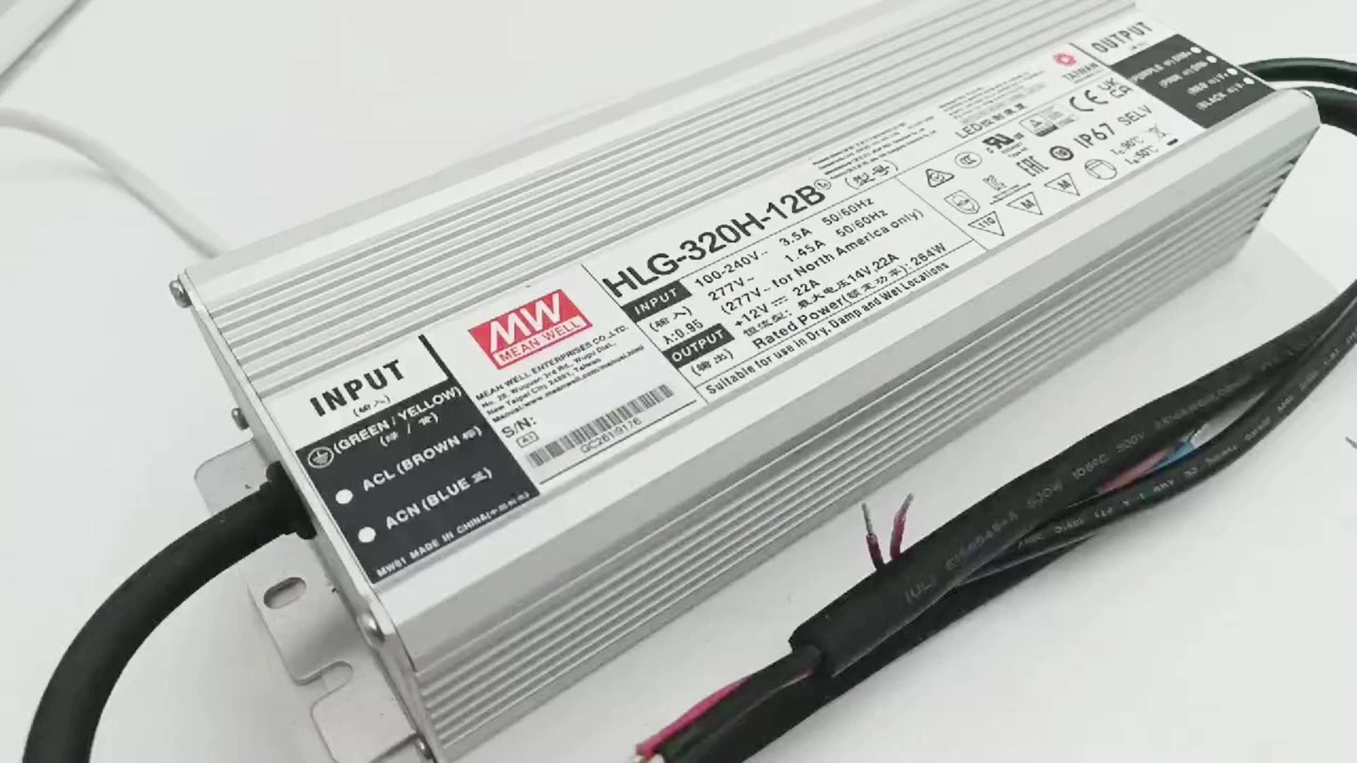 Hlg-320h-12b Mean Well 320w Constant Current Led Driver 3 In 1 Dimmable ...