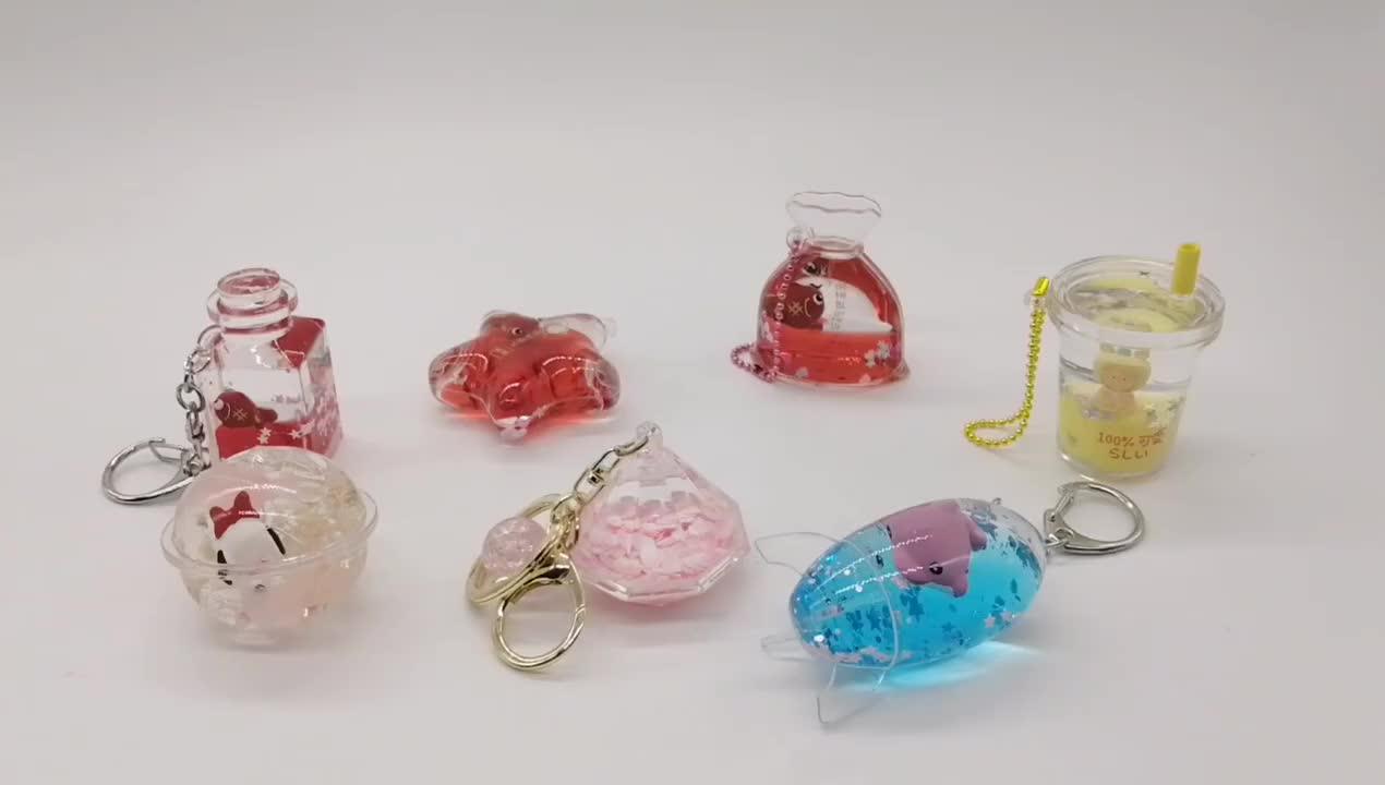 Dream Liquid Key Holder Quicksand Keyrings Floating Pendant Key Chain ...