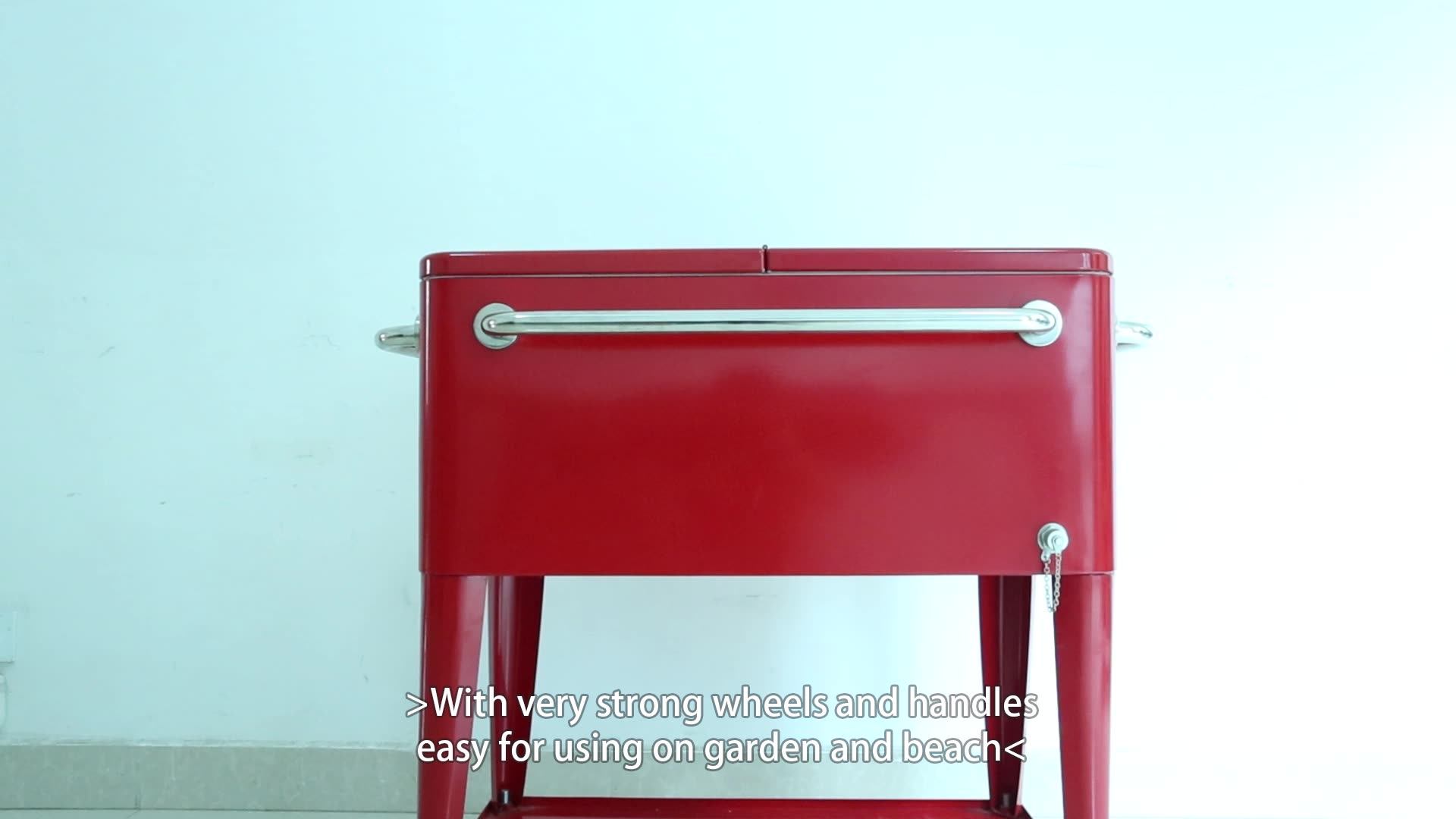 Red Party Beach Patio Outdoor 80 Quarts Portable Rolling Ice Chest ...