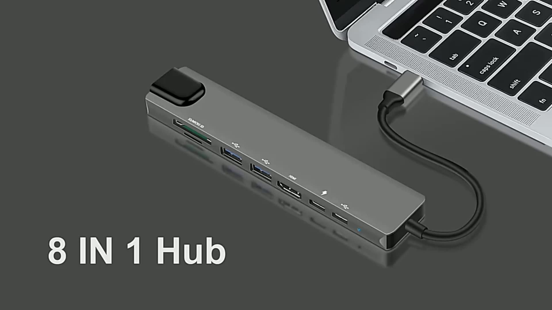 8-in-1 Usb Type C Hub Multiport Adapter Hub Dock 8 In 1 Usb C Type C ...