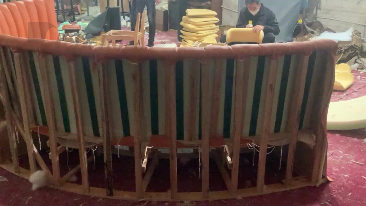 Custom Wood Restaurant Booths U Shape Round Booth Sofa Seating ...