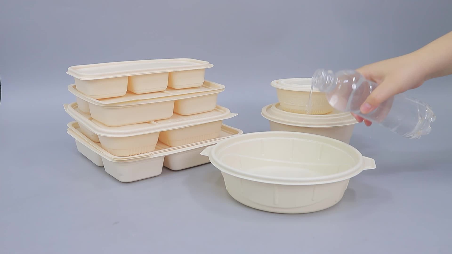 3 4 Compartment Meal Black Clam Shell Disposable Lunch Box For Catering ...