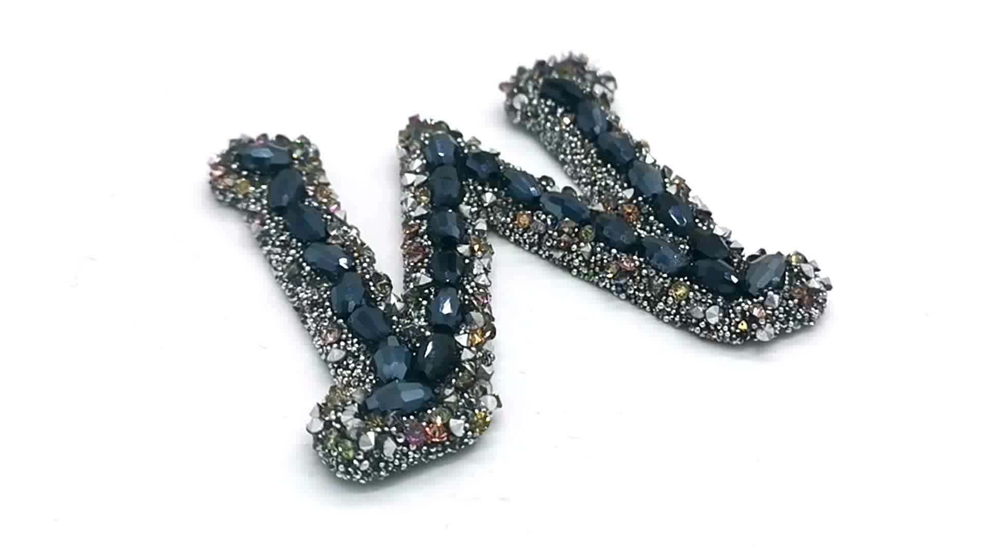 Wholesale Fashion Beaded Crystal Fabric Rhinestone Letter Appliques ...