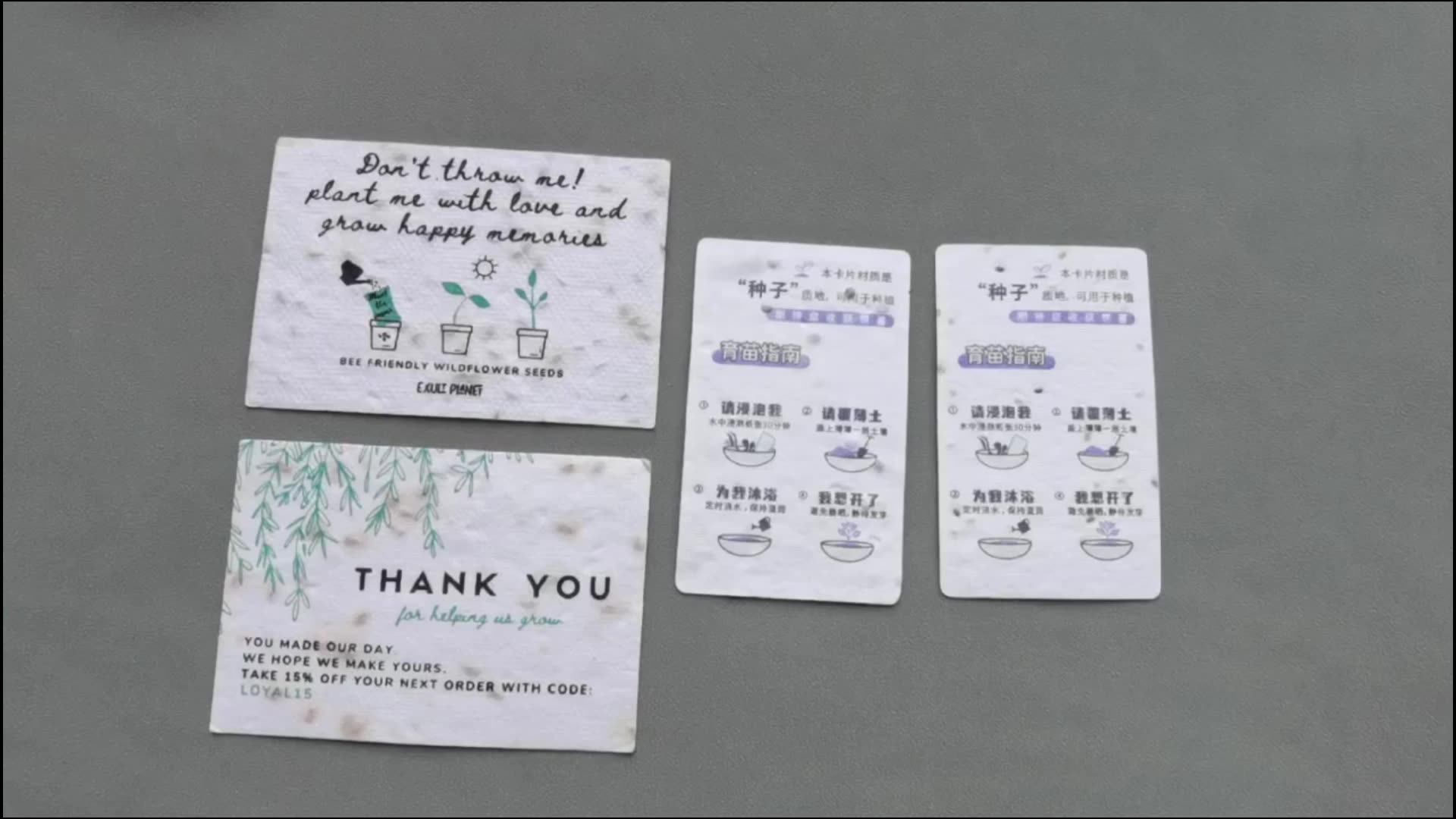 Biodegradable Wedding Invitation Card Thank You Greetings Cards With ...