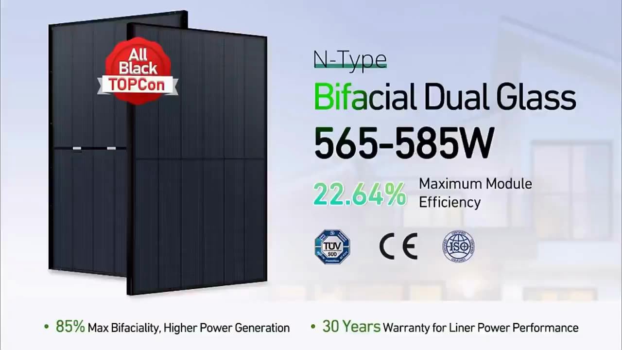 Topcon N Type Full Black Bifacial 570w 580w 590w Photovoltaic Pv Panel ...