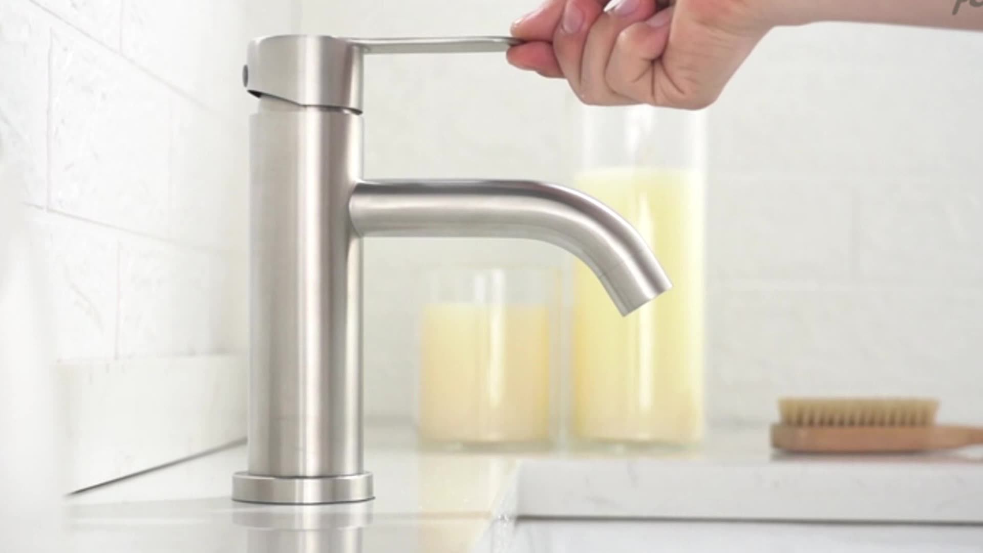 Brushed Stainless Steel Single Handle Faucet Single Hole Stainless ...