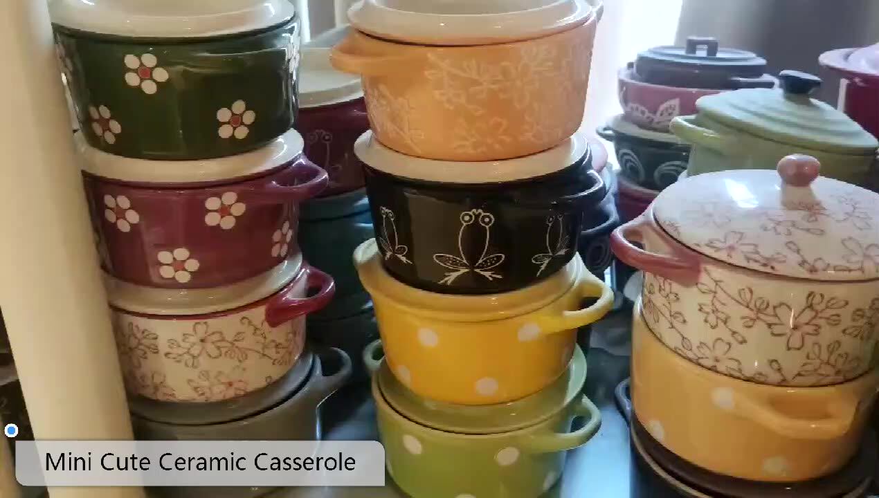 Mini Cute Restaurant Stoneware Soup Pots Pudding Cup Ceramic Bakeware ...