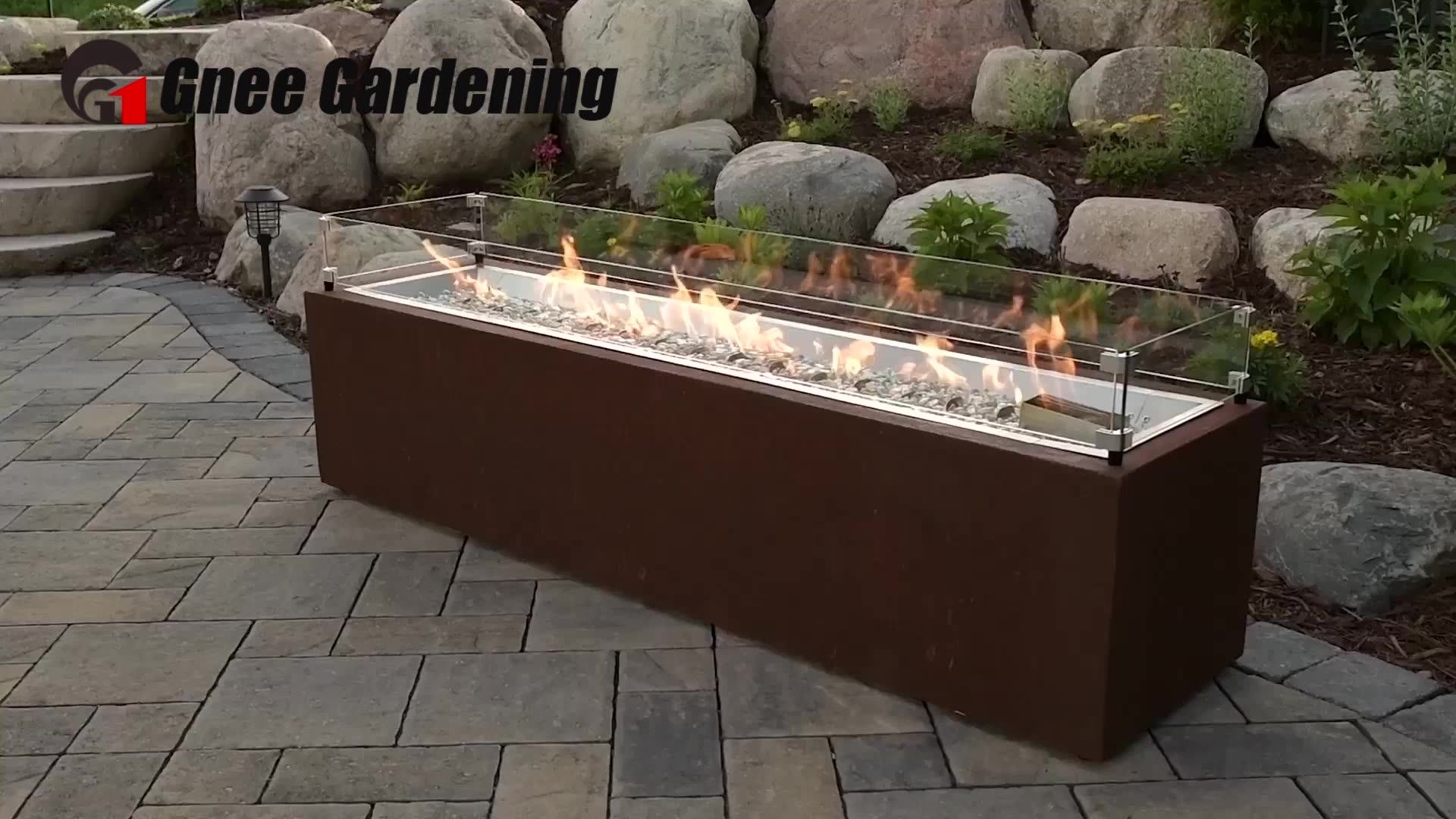 Decorative Modern Design Firepit Outdoor Rectangular Warming Nature Gas ...