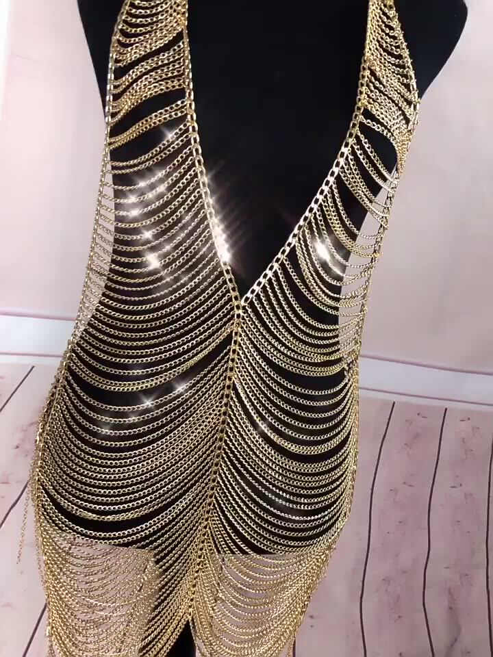 Bincho Punk Nightclub Metal Chain Multi-layer Gothic Shoulder Chain ...