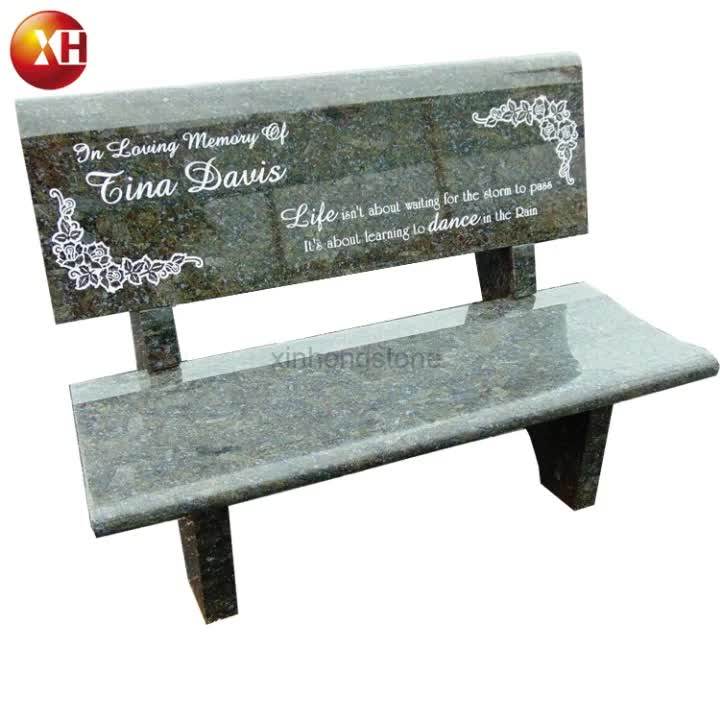 High Polished Natural Stone Butterfly Blue Granite Cemetery Bench ...