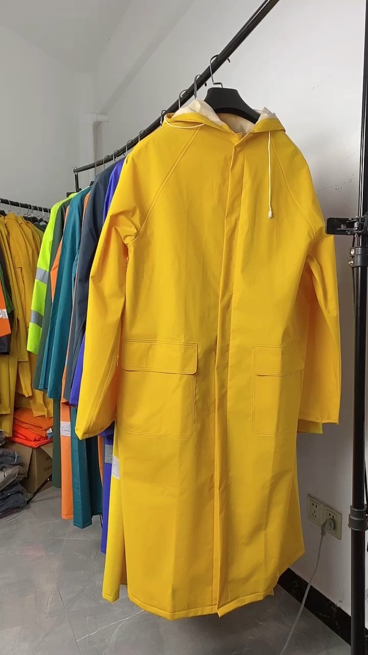 Cheap Work Pvc Rainwear Hooded Rain Coat Heavy Duty Full Length ...