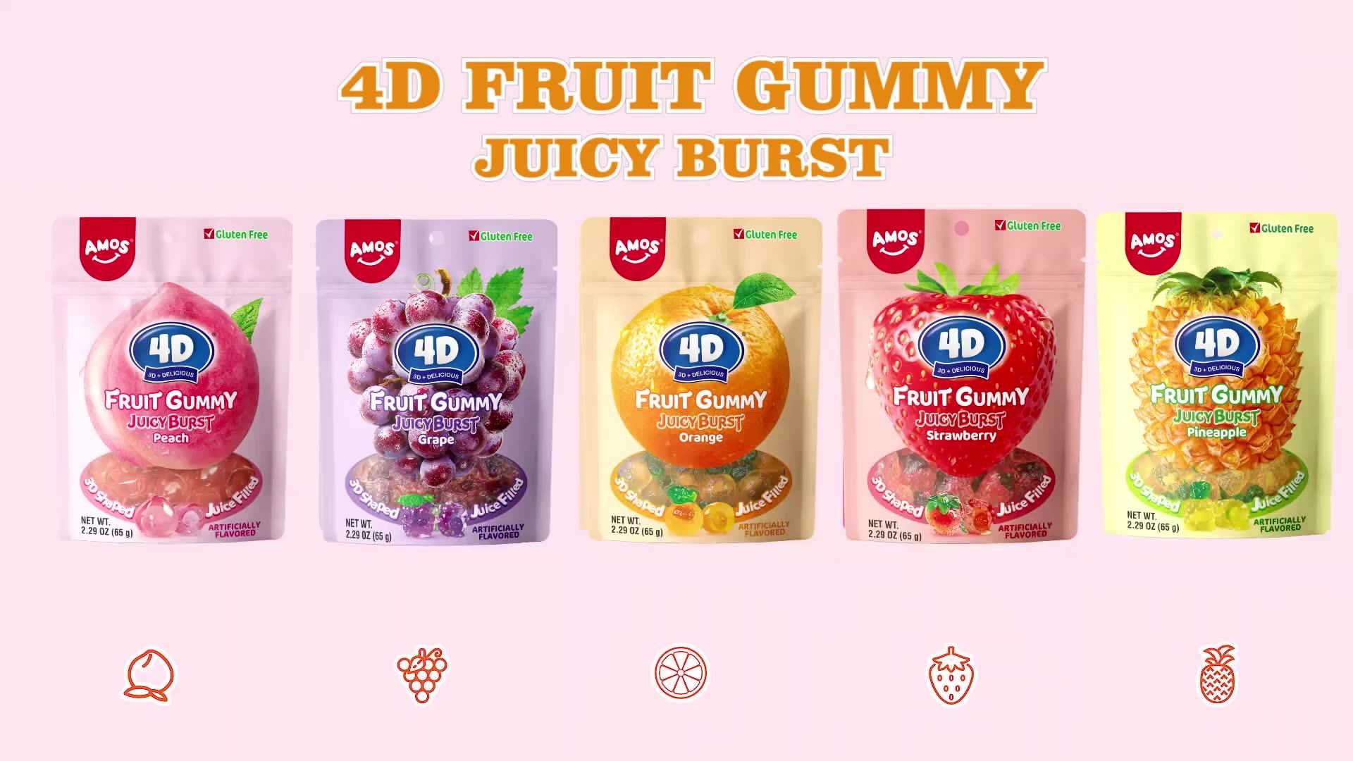 Wholesale Custom Amos 4d Gummy 3d Peach Fruit Gummy Candy With Real ...