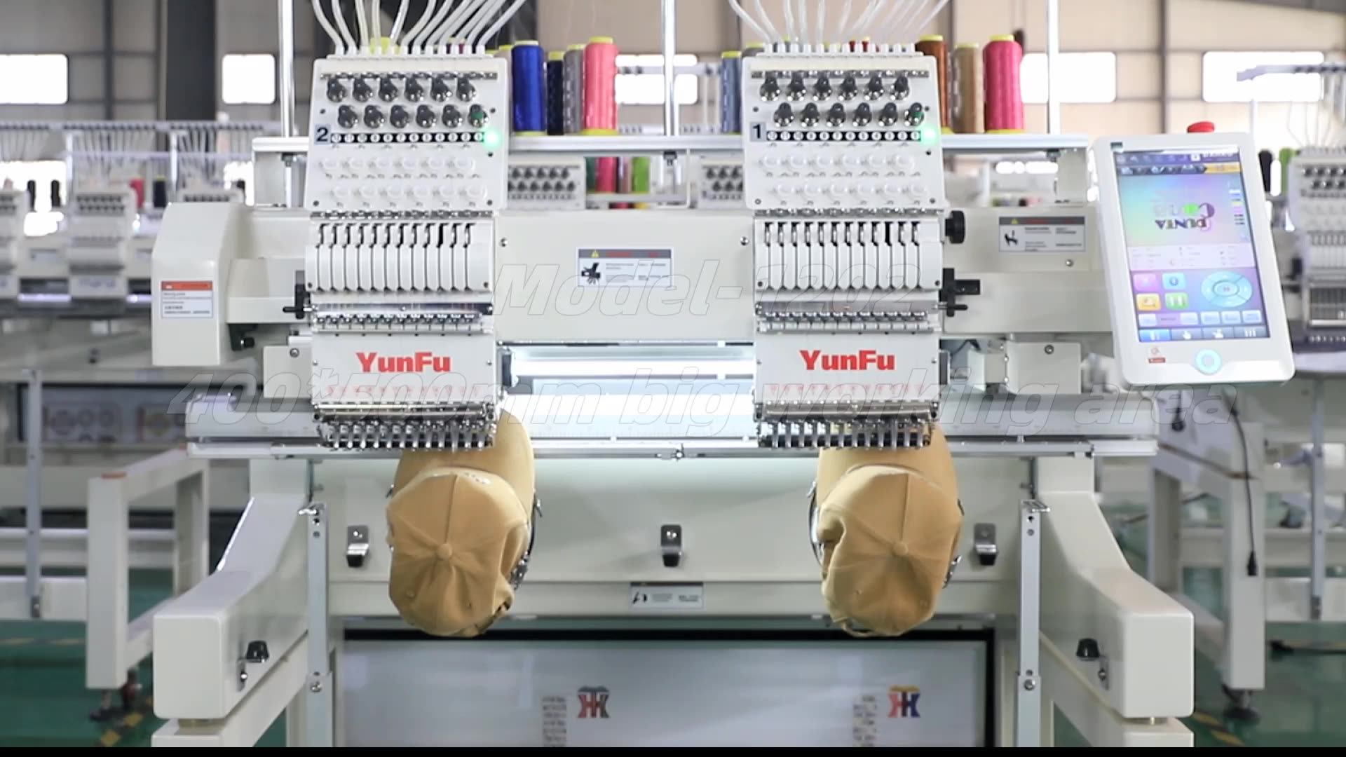 Yunfu Industrial Embroidery Machine 2 Head 12 15 Needles Big Frame Size ...