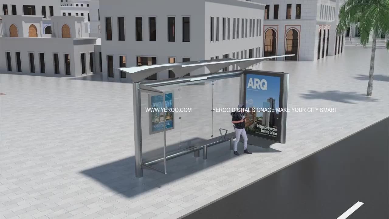 Prefabricated Luxury Modern Bus Shelter Design Smart Bus Stop Shelters ...