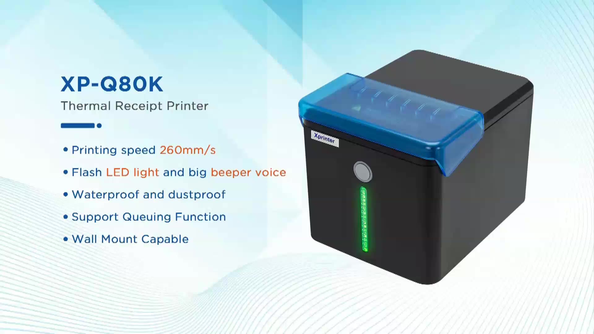 Xprinter Xp-q80k 80mm Thermal Receipt Printer With Flash Led Light For Restaurant Parking System ...