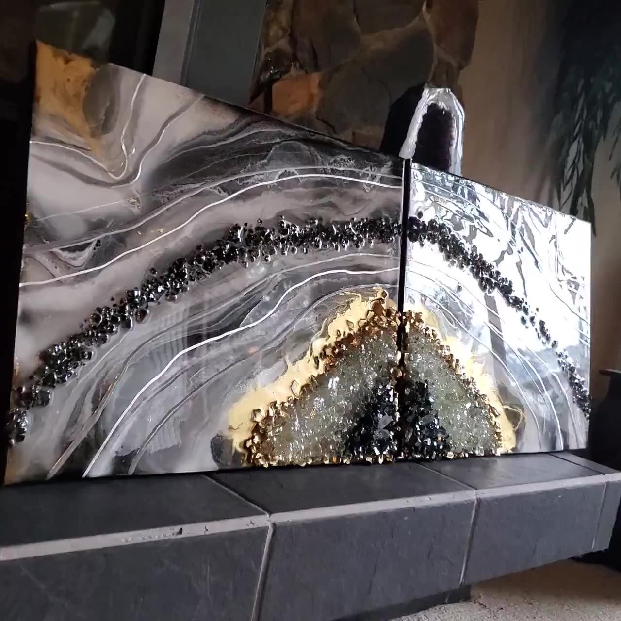 Modern Abstract Rock Texture 3d Resin Painted Wall Art Luxury Home ...