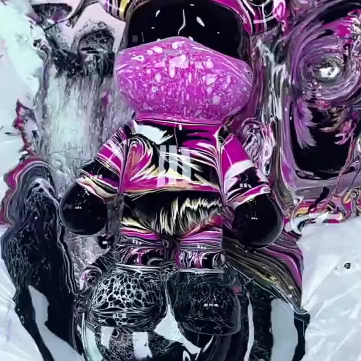 2024 New Fluid Art Drip Sitting Bear Diy Painting 37colors Paint ...
