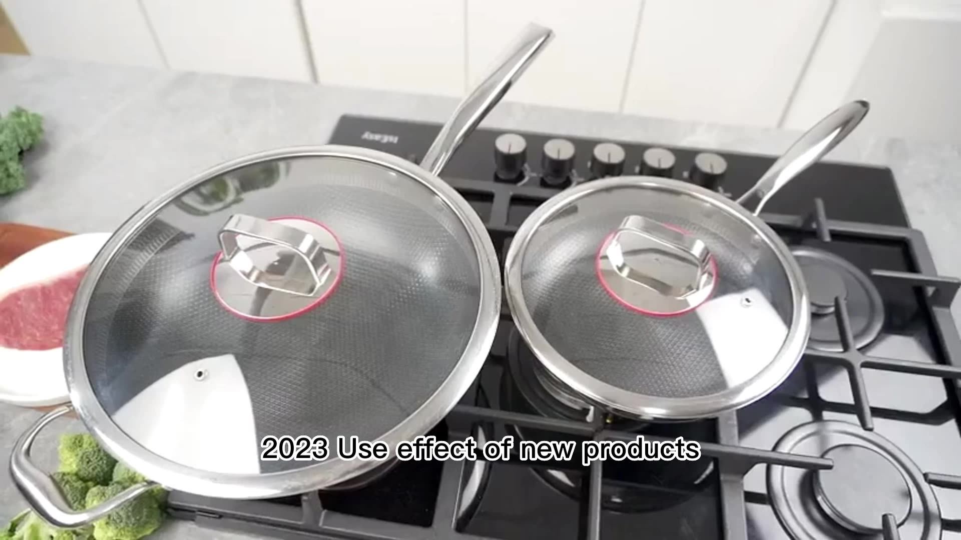 Cookware Reusable 304 Stainless Steel Frying Pan Honeycomb Pans Wok Non ...