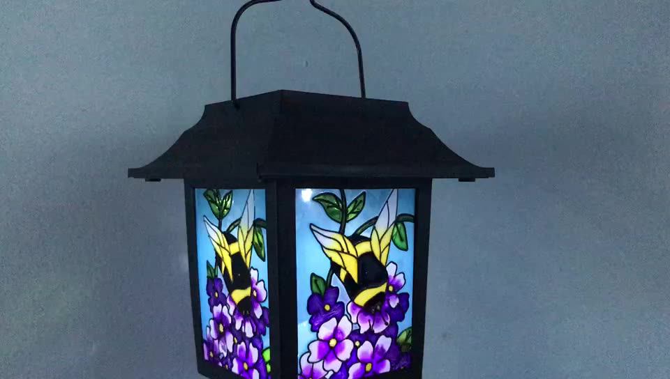 Stained Glass Butterfly Solar Lantern Outdoor - Buy Hanging Glass ...