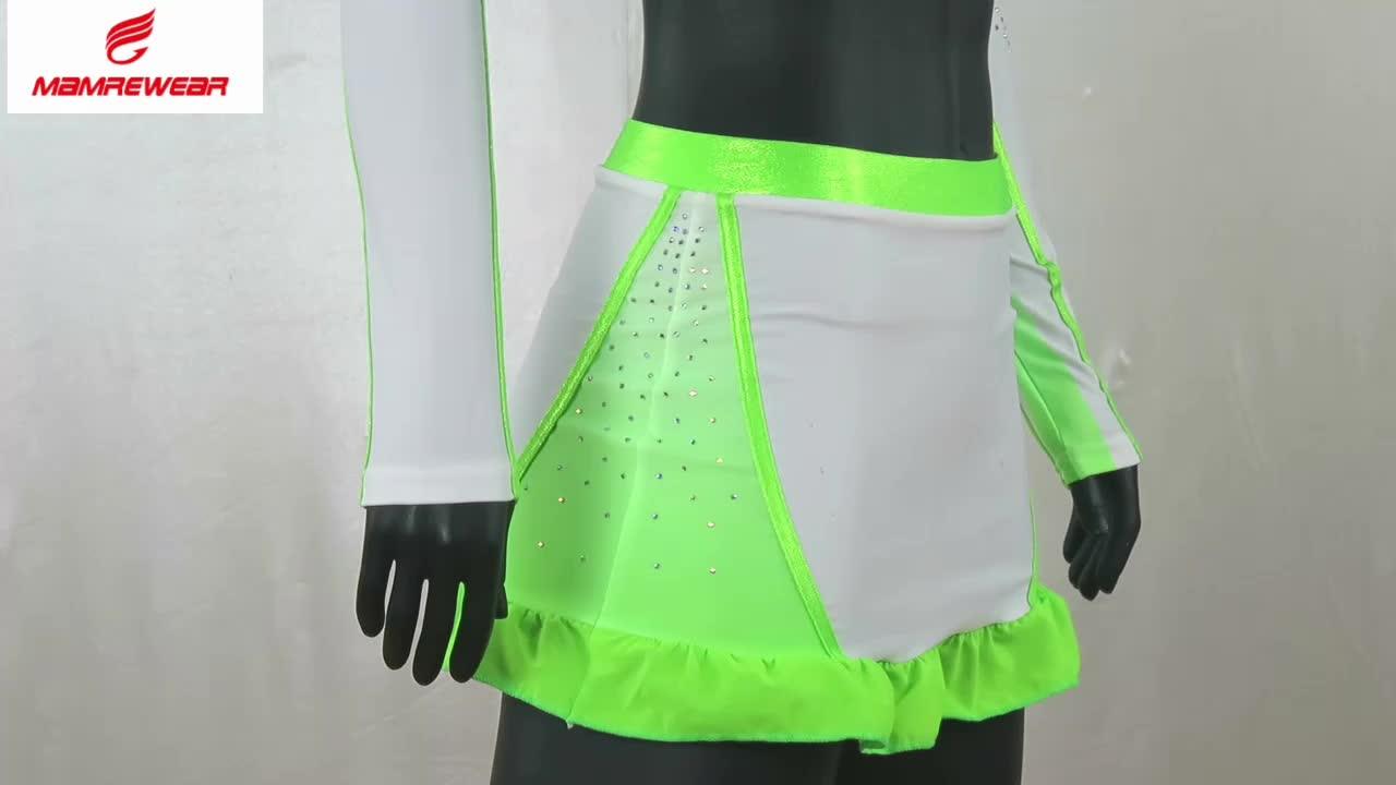 Wholesale Girls Neon Green Cheerleading Uniforms Long Sleeve Full Top ...