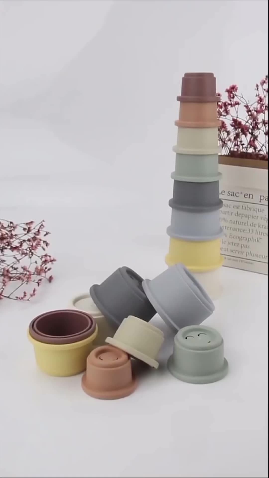 Educational Plastic Sensory Building Tower Rainbow Colorful Stacking ...