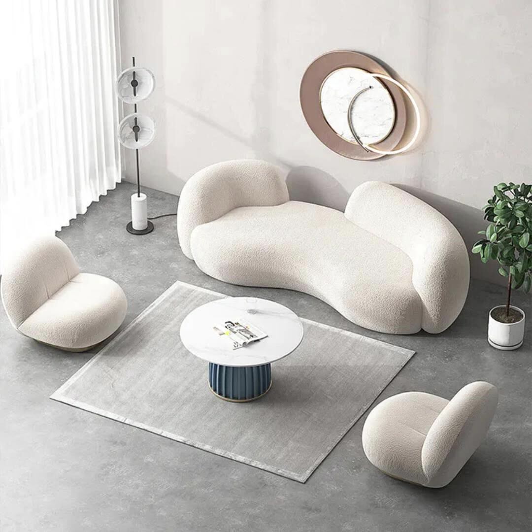 Auxford Modern Minimalist White Half Circle Designer Couches Luxury ...