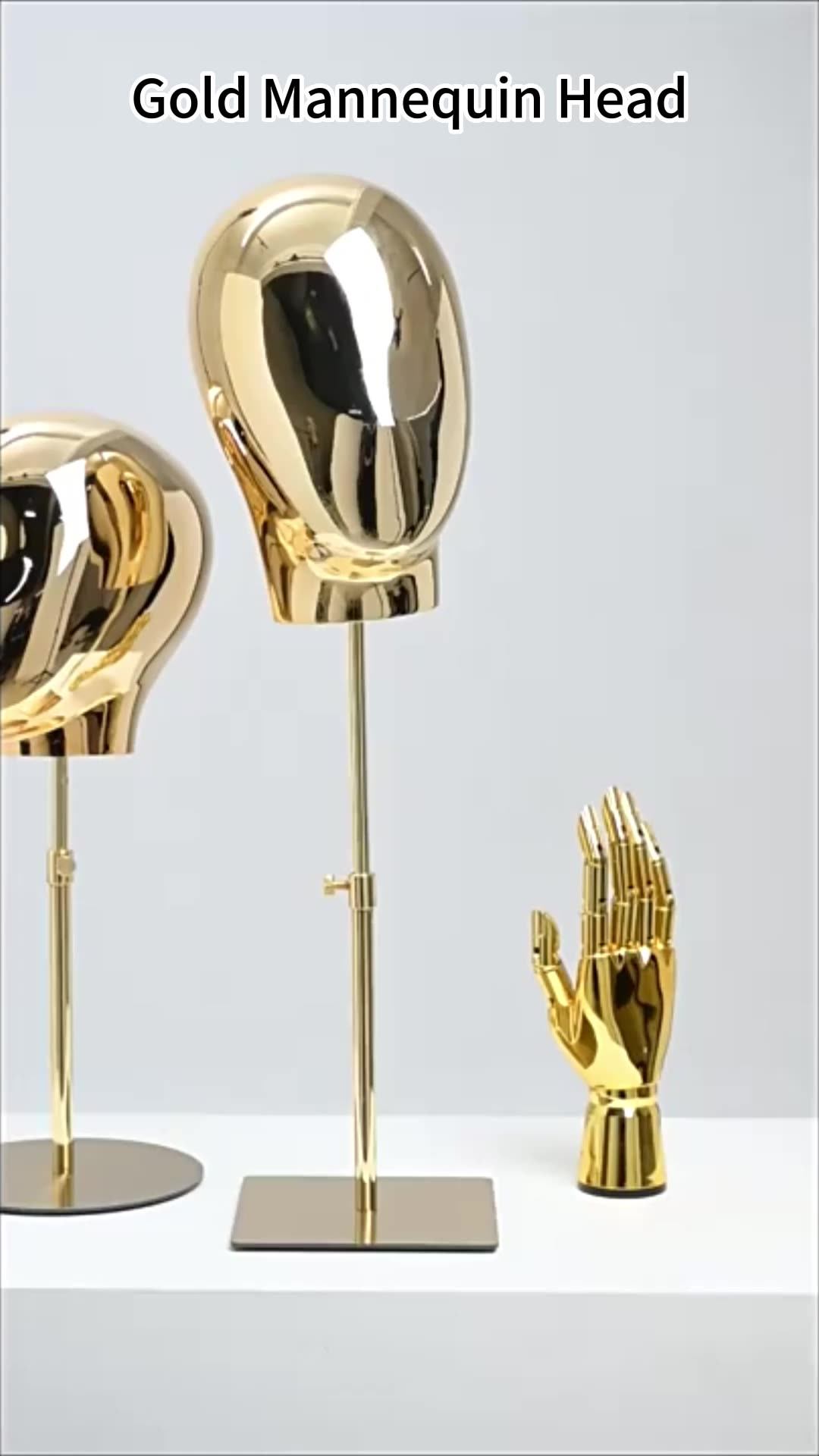 Luxury Gold Chromed Wig Display Mannequin Head Dress Form Torso Plate ...