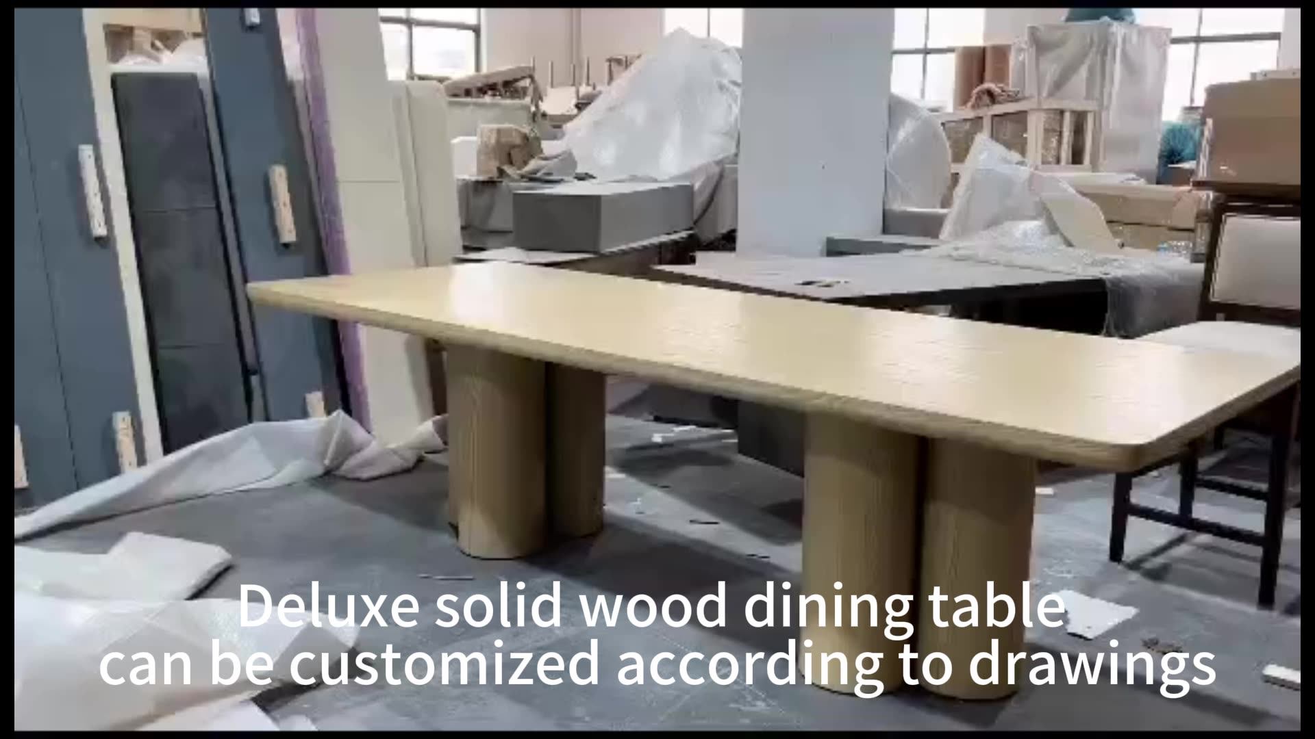 Luxury Design Table Living Room Furniture Grey Solid Oak Wood Plank Dining Tables Set For Home ...