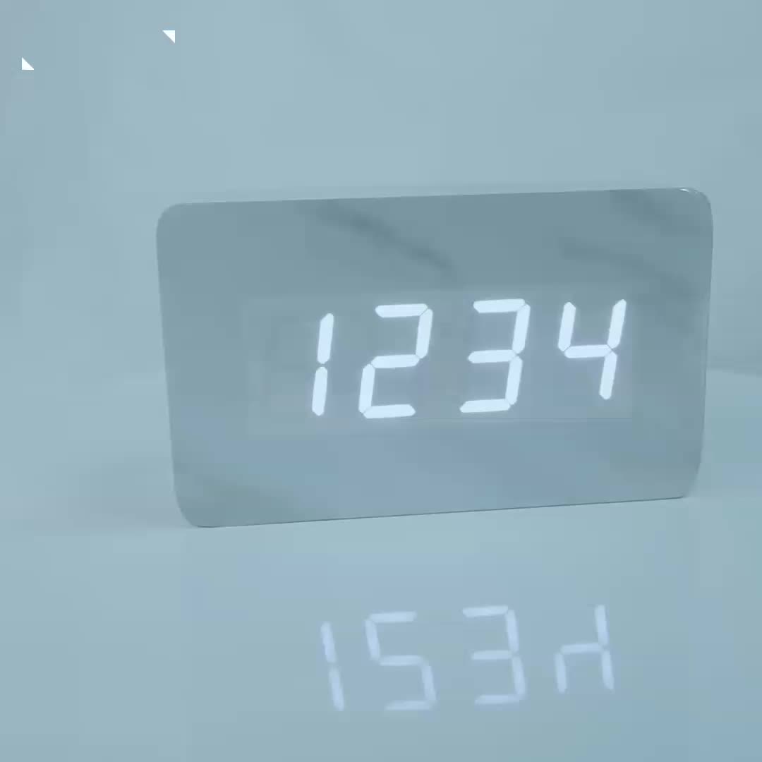 Factory Silence Wooden Digital Block Alarm Clock With Red/blue/green ...