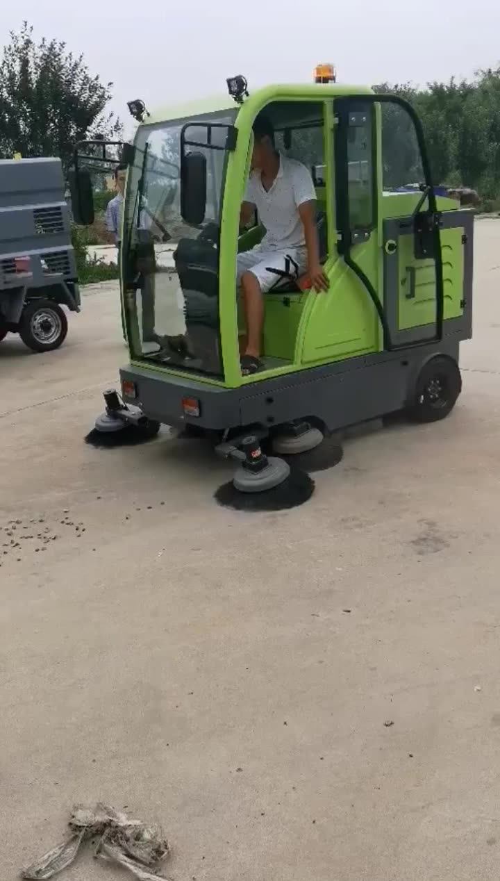 Garbage Sweeper Truck 4 Wheel Steering Cleaning Machine Closed Powered ...